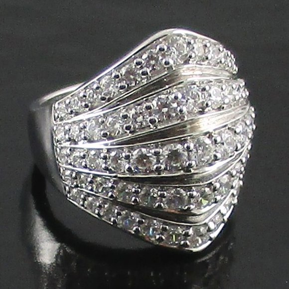 Diamonique | Jewelry | Diamonique Sterling 5row Wide Band Ring | Poshmark
